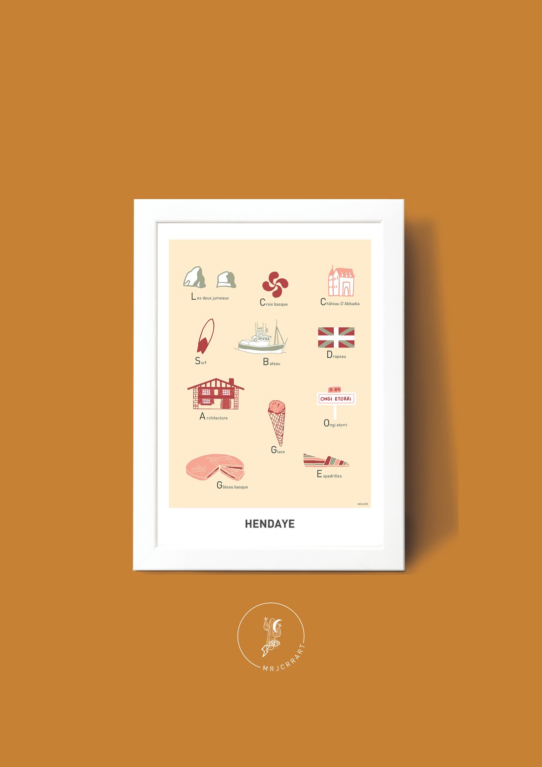 Hendaye Illustrated Poster, A3 A4 Poster Illustration for Wall ...