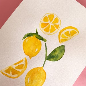 Original Watercolor Painting Lemons, for Wall Decoration - Etsy