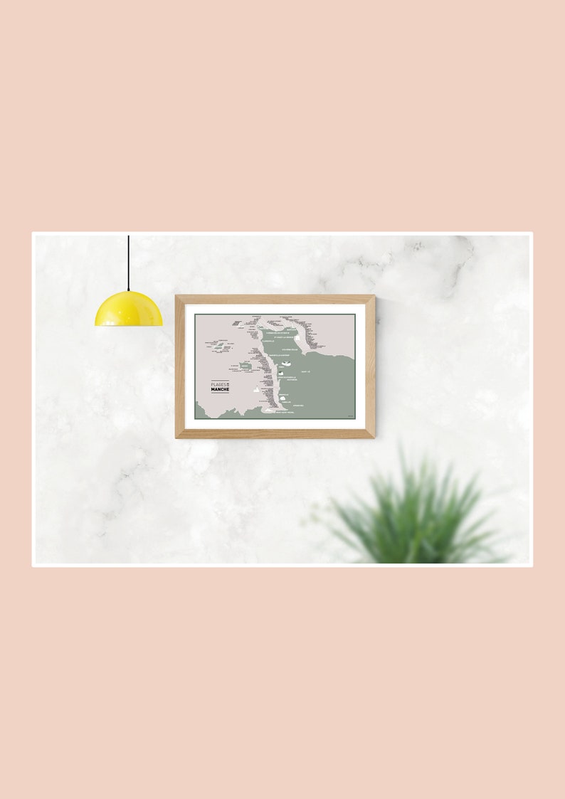 Poster Map of the Beaches of the Channel , Illustration Poster A3 for ...