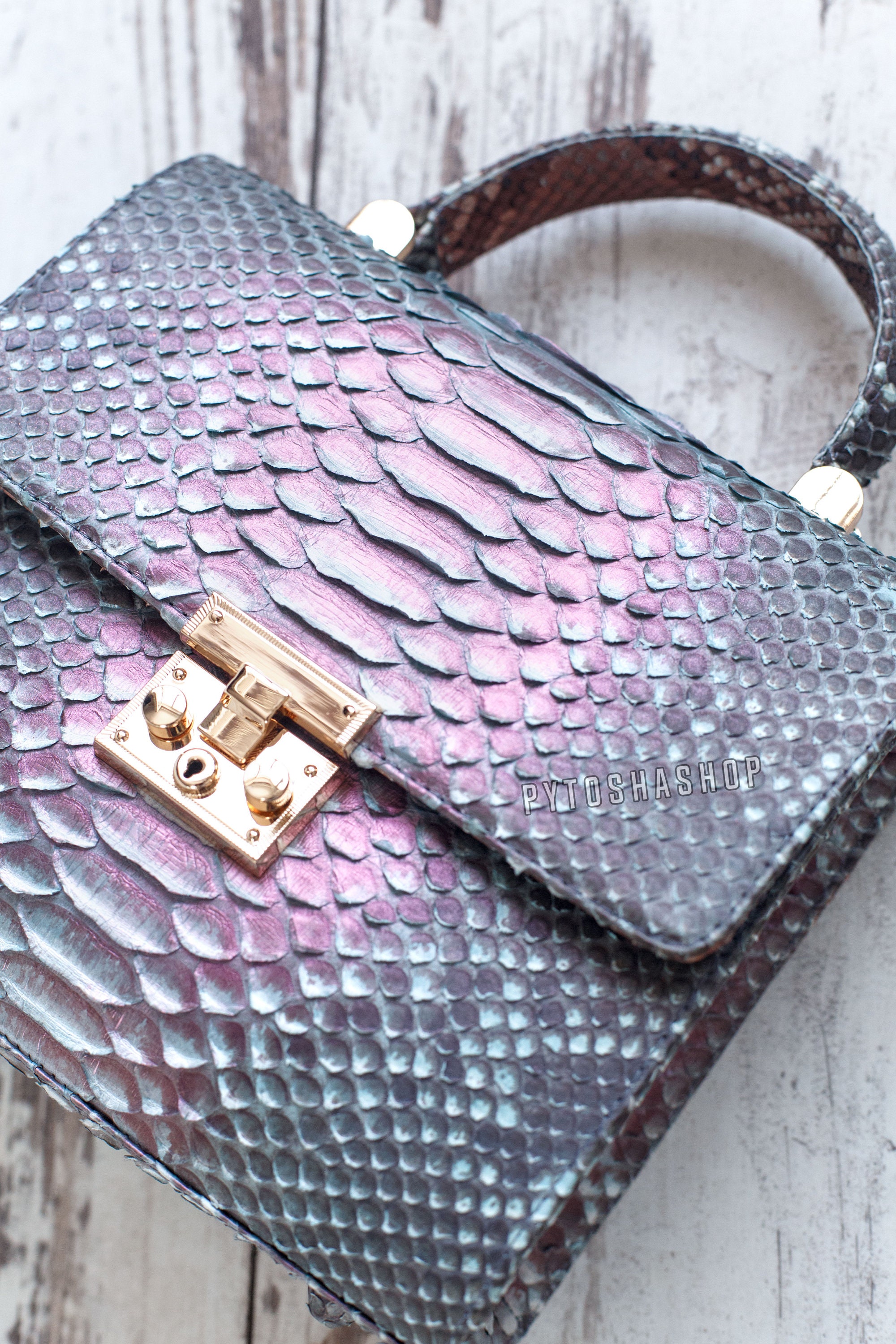 Snakeskin Purse . Medium Crossbody Bag . Metallic Purple Purse | Etsy