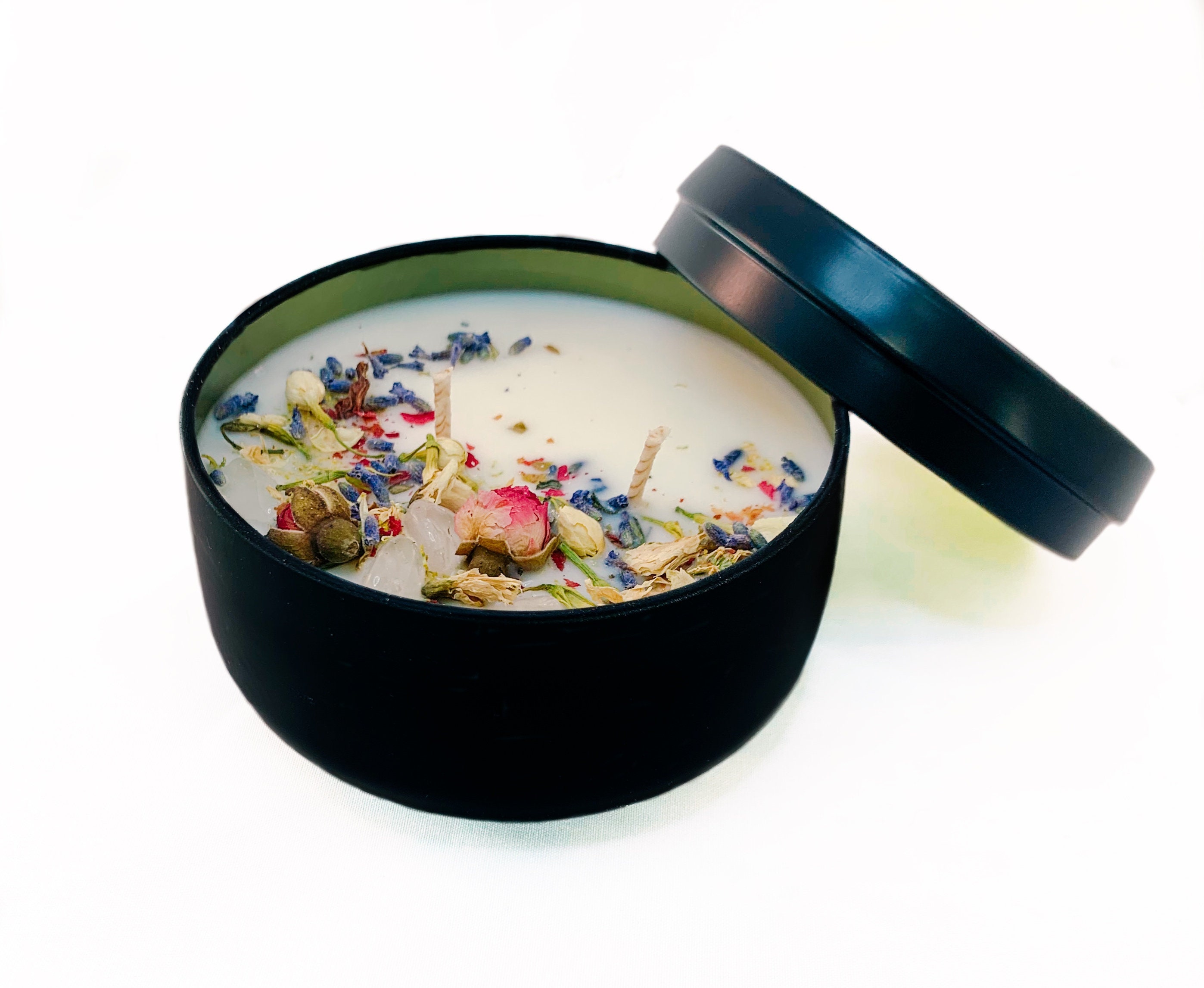 Crystal and Herb Scented Soy 8 oz. Candle Black | Etsy