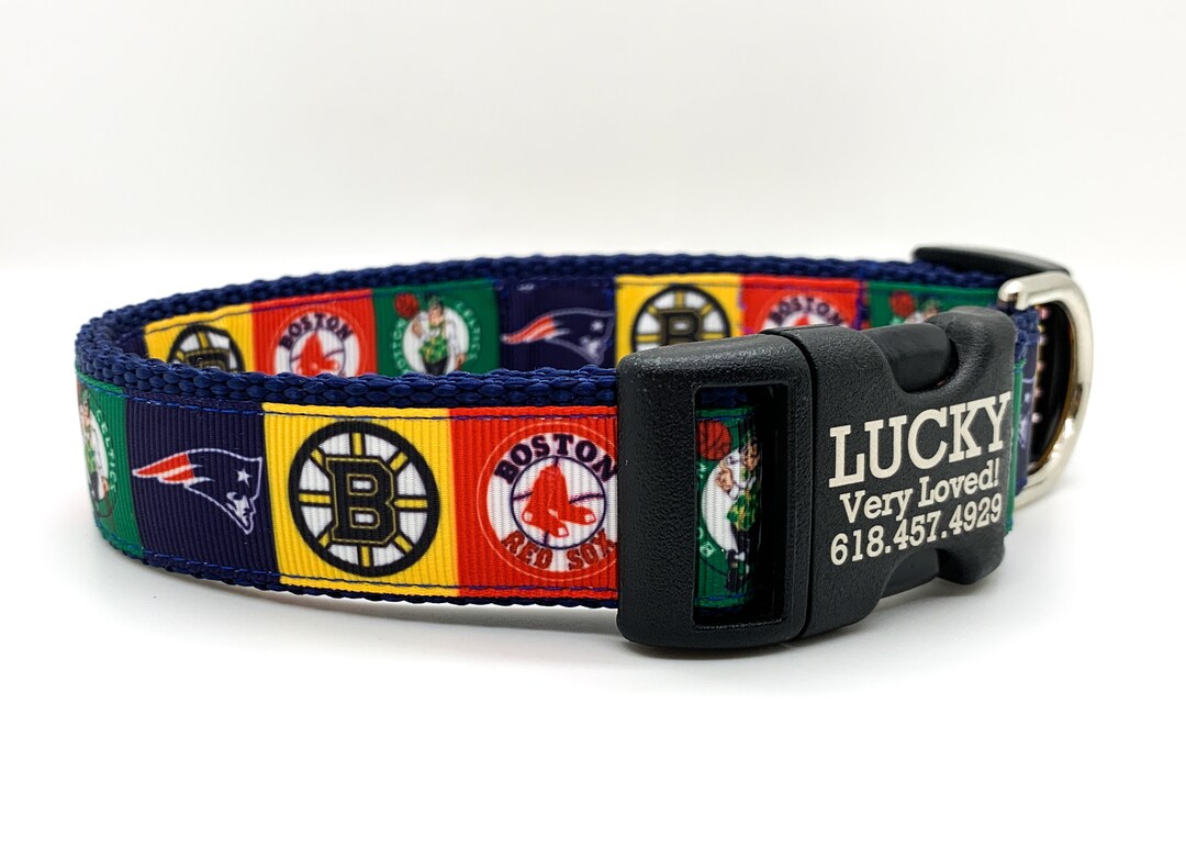 Personalized Boston Sports Dog Collar - Laser Engraved - Plastic or ...