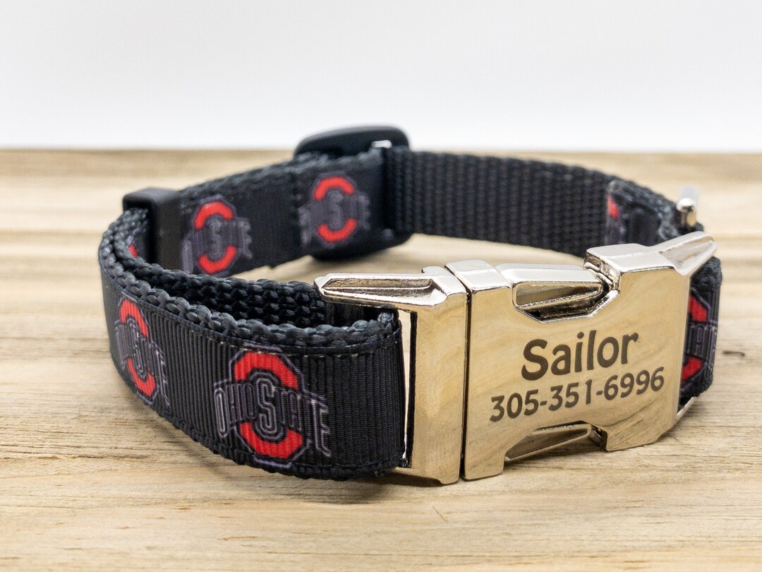 Small Ohio State Dog Collar Personalized Buckles the mini Buckeye Laser ...