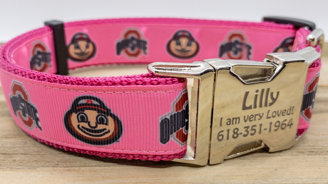 Personalized Pink Ohio State Dog Collar - Laser Engraved - Plastic and ...