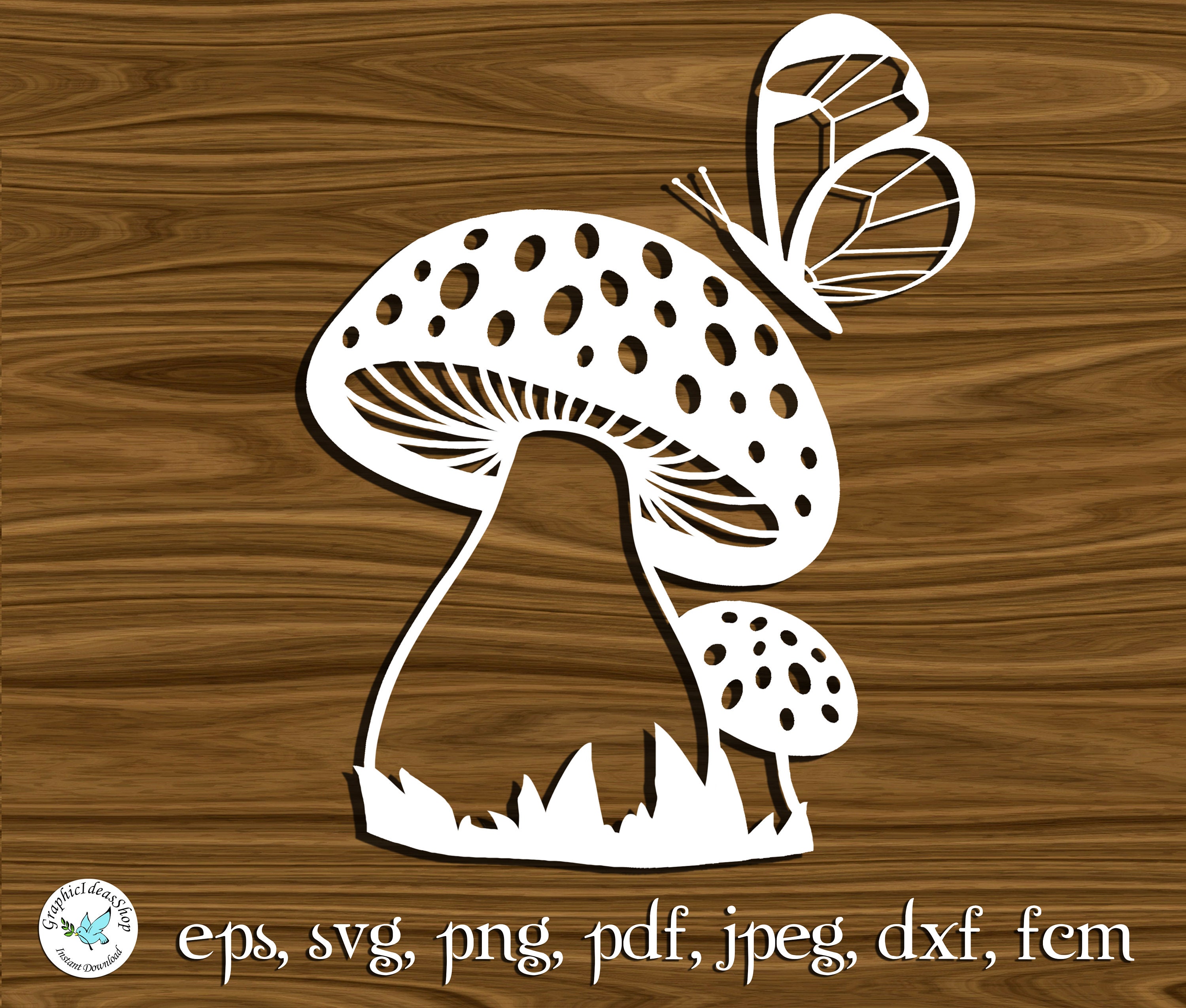 Mushroom Svg Silhouette Cut File for Cutting Machines | Etsy UK