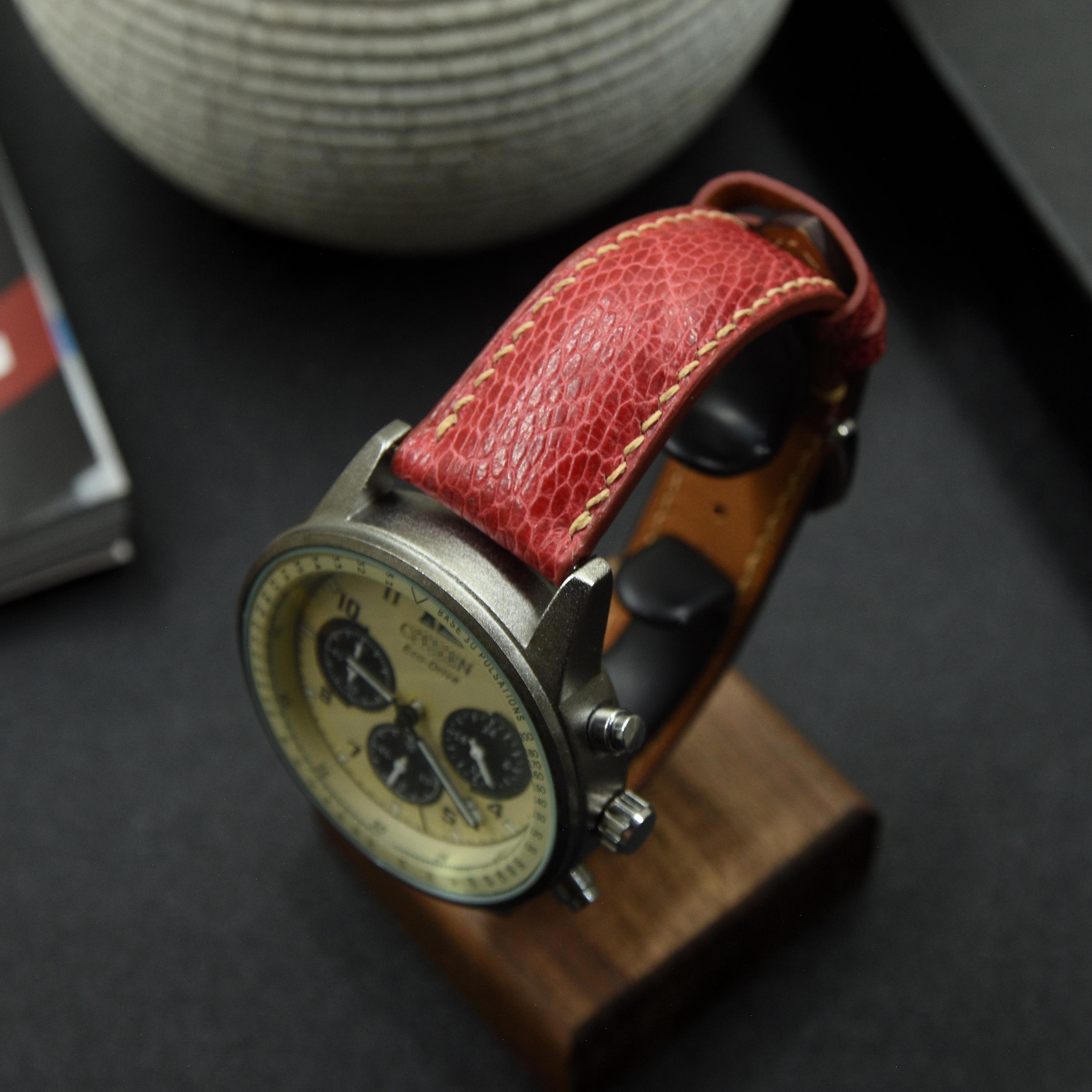 Red Ostrich Leg Leather Watch Strap, Choice of Width, Choice Color ...