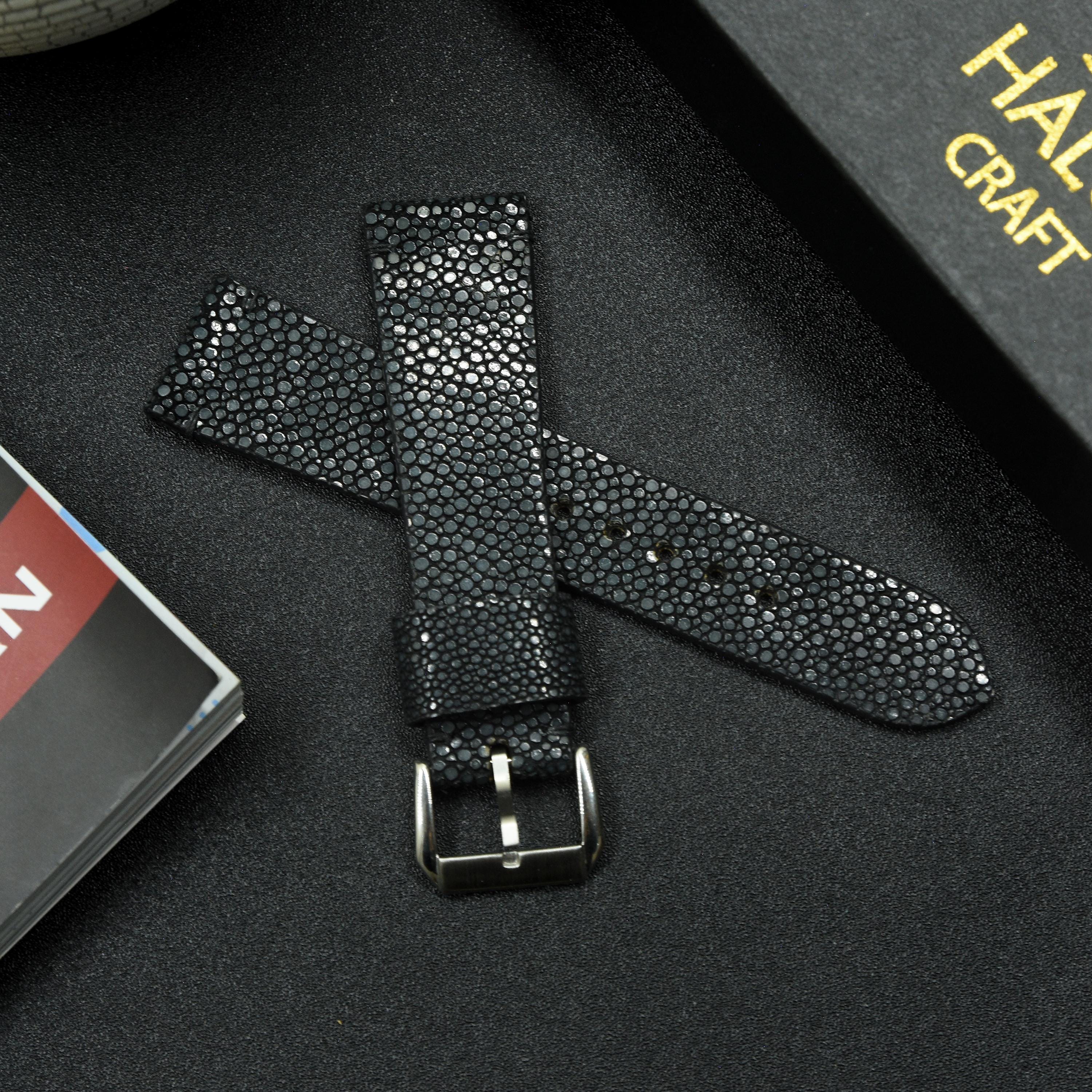 Black Stingray Skin Watch Bands, Watch Strap, Choice of Width, Choice ...