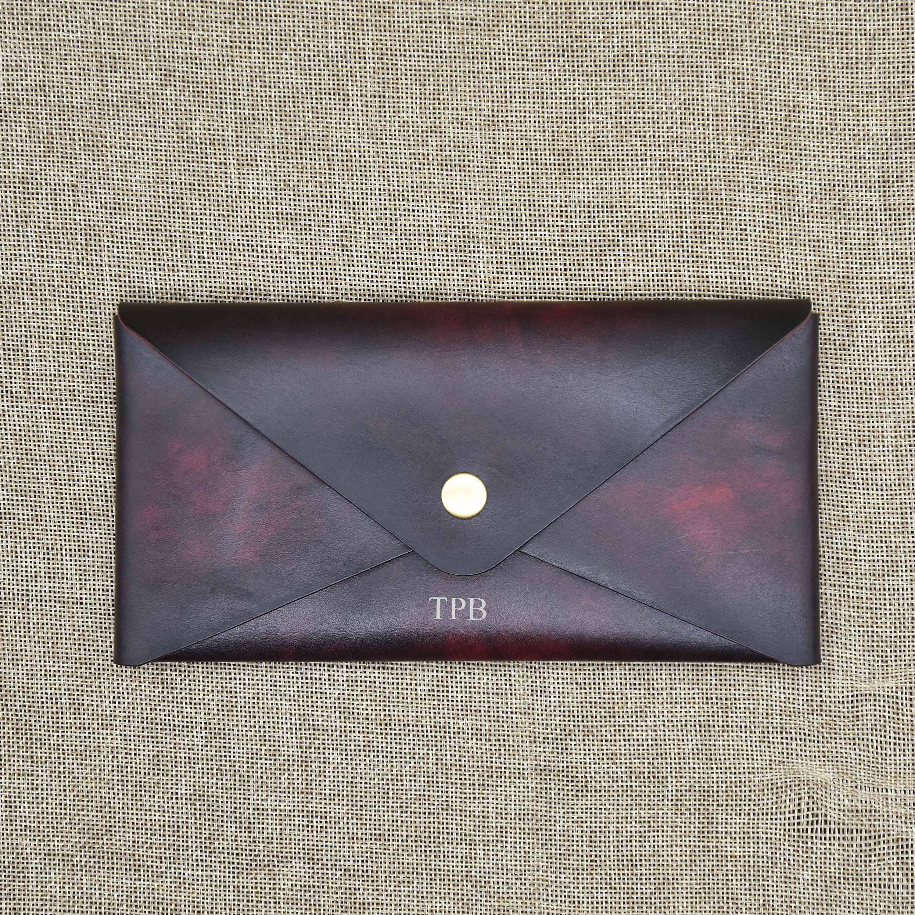 Personalized Leather Envelope Wallet: Mini Clutch, Money Holder - Etsy
