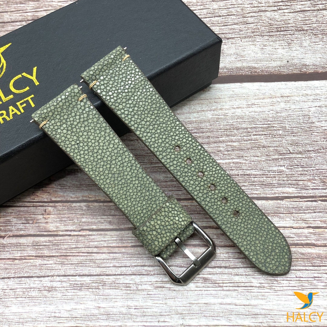 Light Olive Stingray Skin Watch Bands, Watch Strap, Choice of Width ...