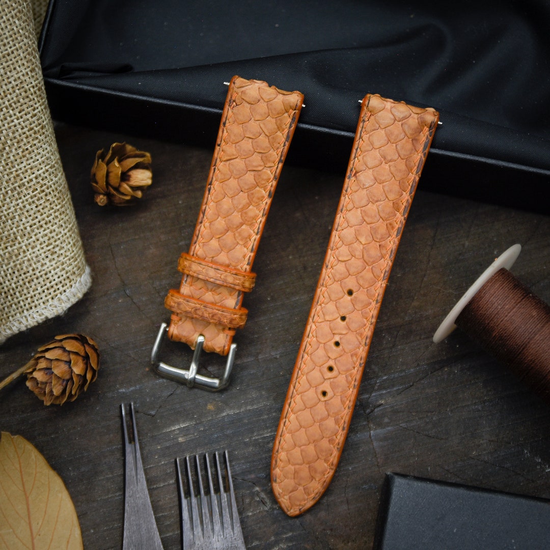 Python Leather Watch Strap, Choice of Width, Choice Color Buckle With ...