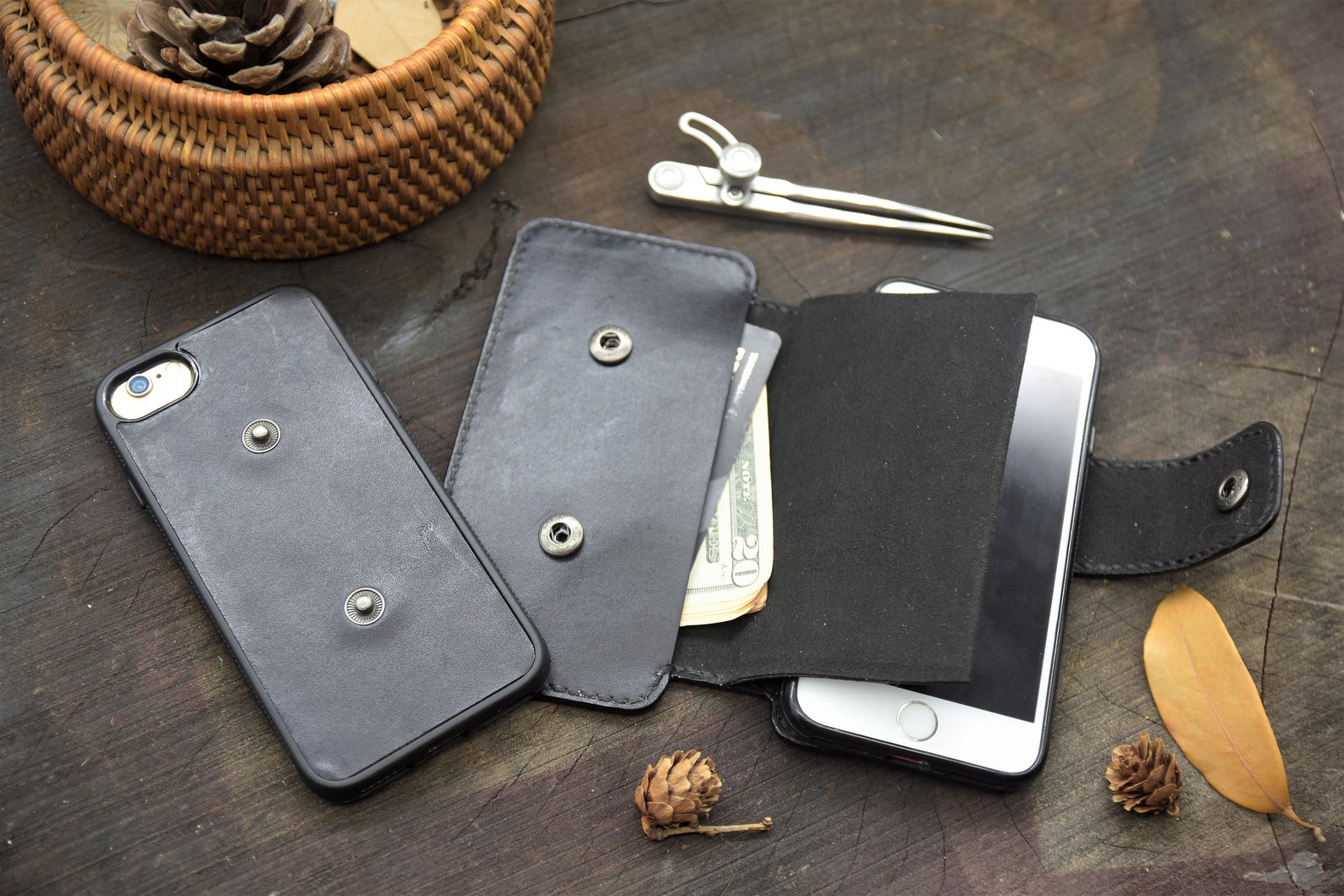 Leather Dual Phone Case, Leather Double Phone Case, Case Holds Two ...
