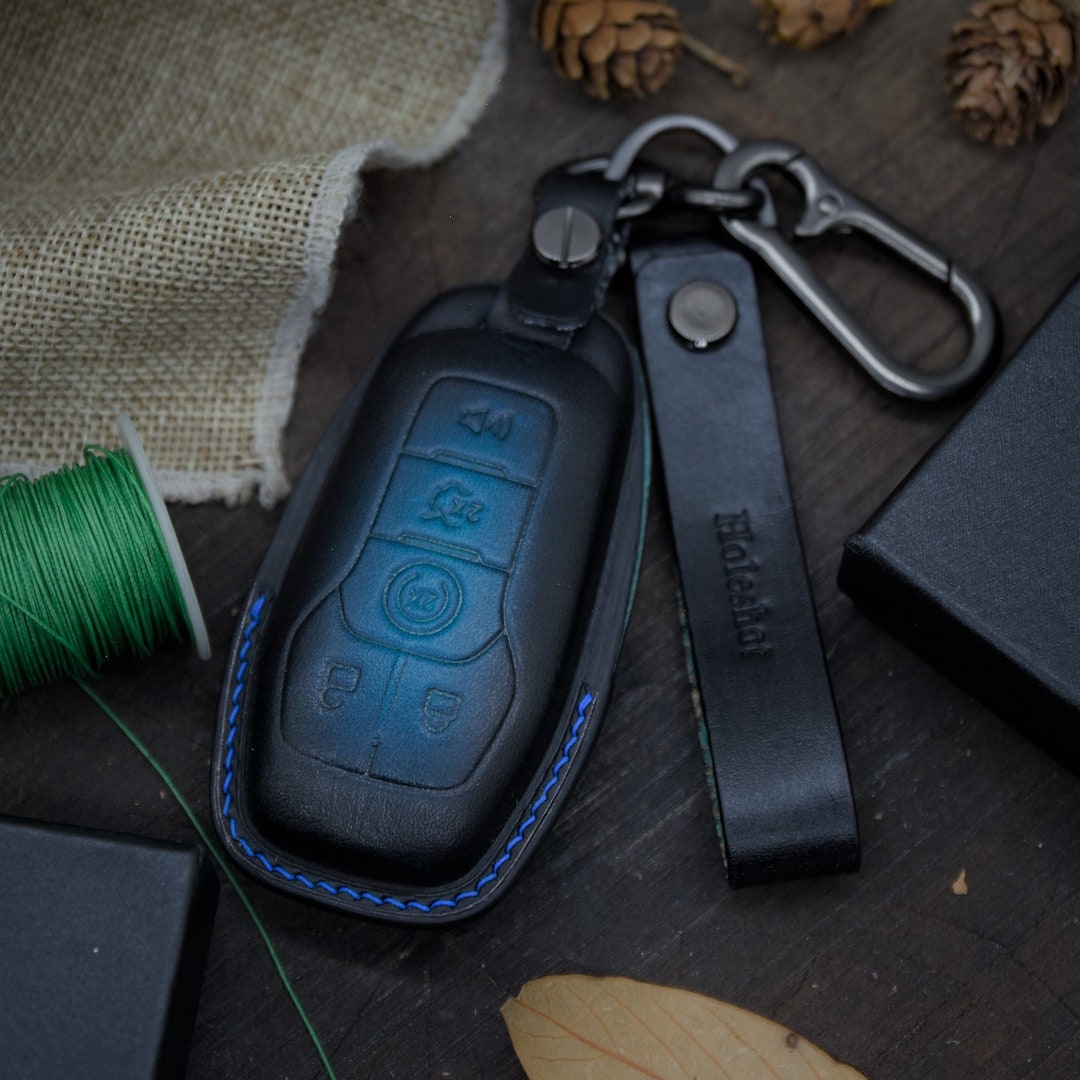 Leather Key Fob Cover Case Fit for Mustangs ( 2015 - 2017), MKZZ, MKCC ...