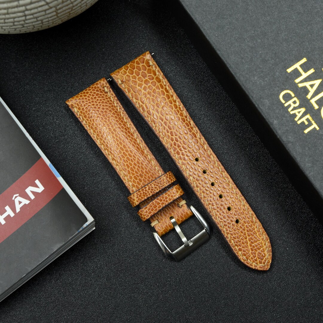 Ostrich Leg Leather Watch Strap, Choice of Width, Choice Color Buckle ...