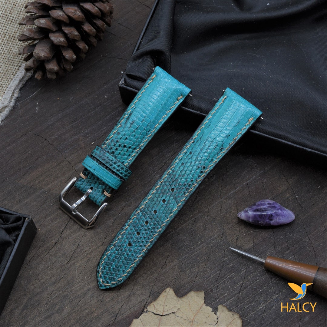Turquoise Java Lizard Skin Watch Strap Choice of Width - Etsy