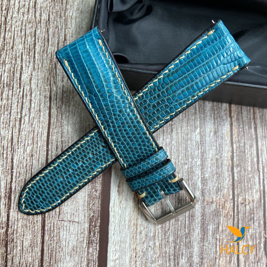 Turquoise Java Lizard Skin Watch Strap, Choice of Width, Choice Color ...