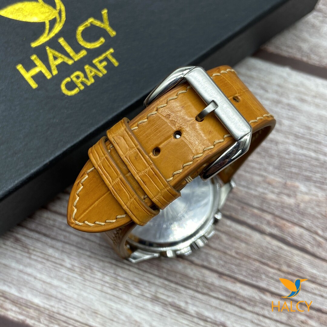 Gold Alligator Leather Watch Strap, Choice of Width, Choice Color ...