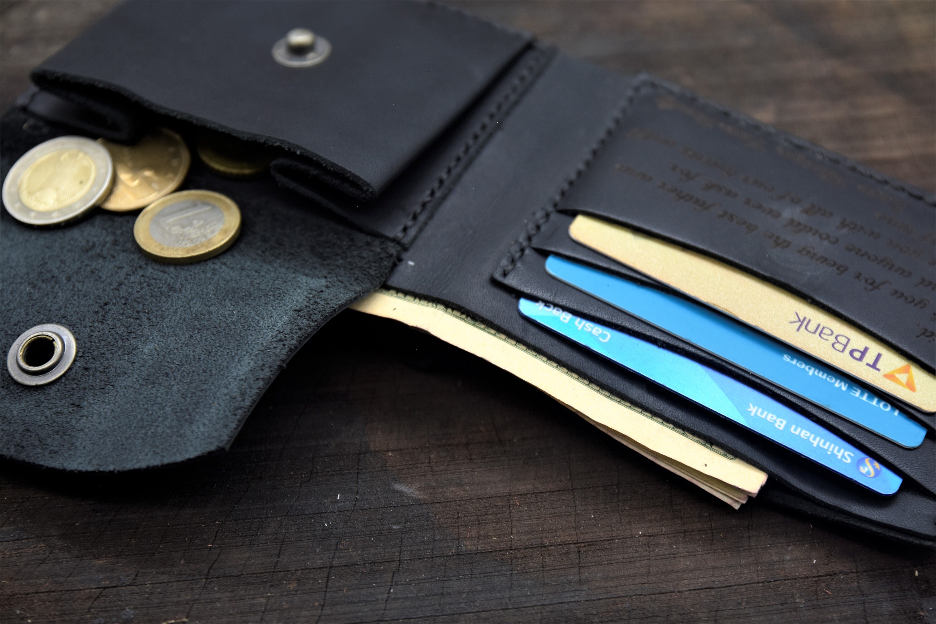 Mens Wallet With Coin Pocket Mens Coin Wallet Personalized | Etsy