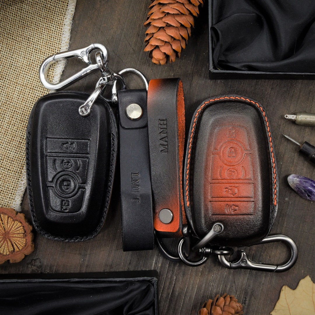 Leather Key Fob Cover for Mustang 3, 4, 5 Buttons, Key Holder Shelby ...