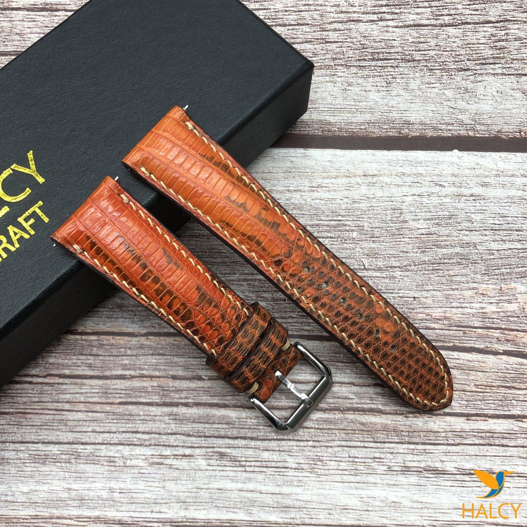 Orange Java Lizard Skin Watch Strap, Choice of Width, Choice Color ...