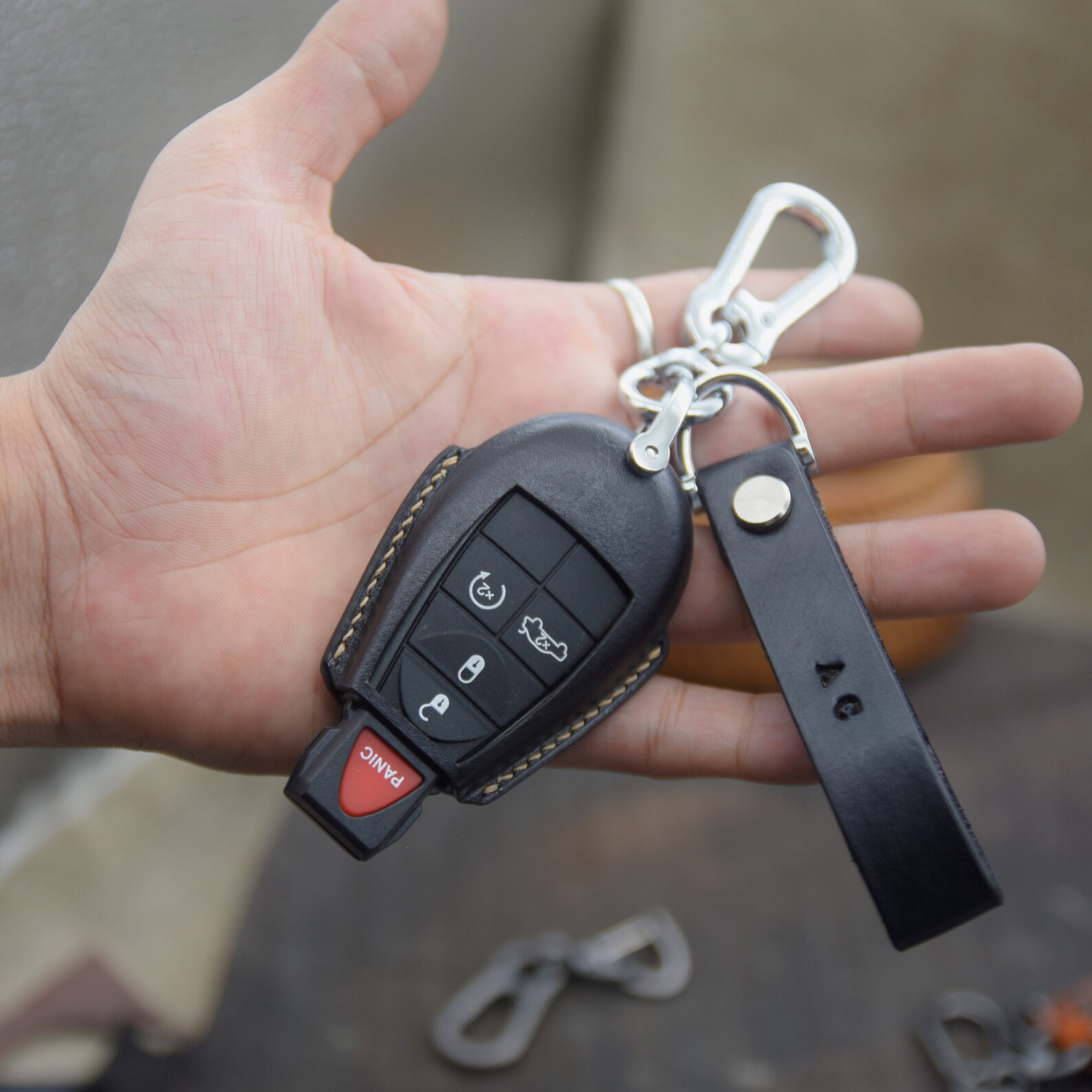 Leather Car Key fob Cover holder for Dodge Ram Classic Grand | Etsy