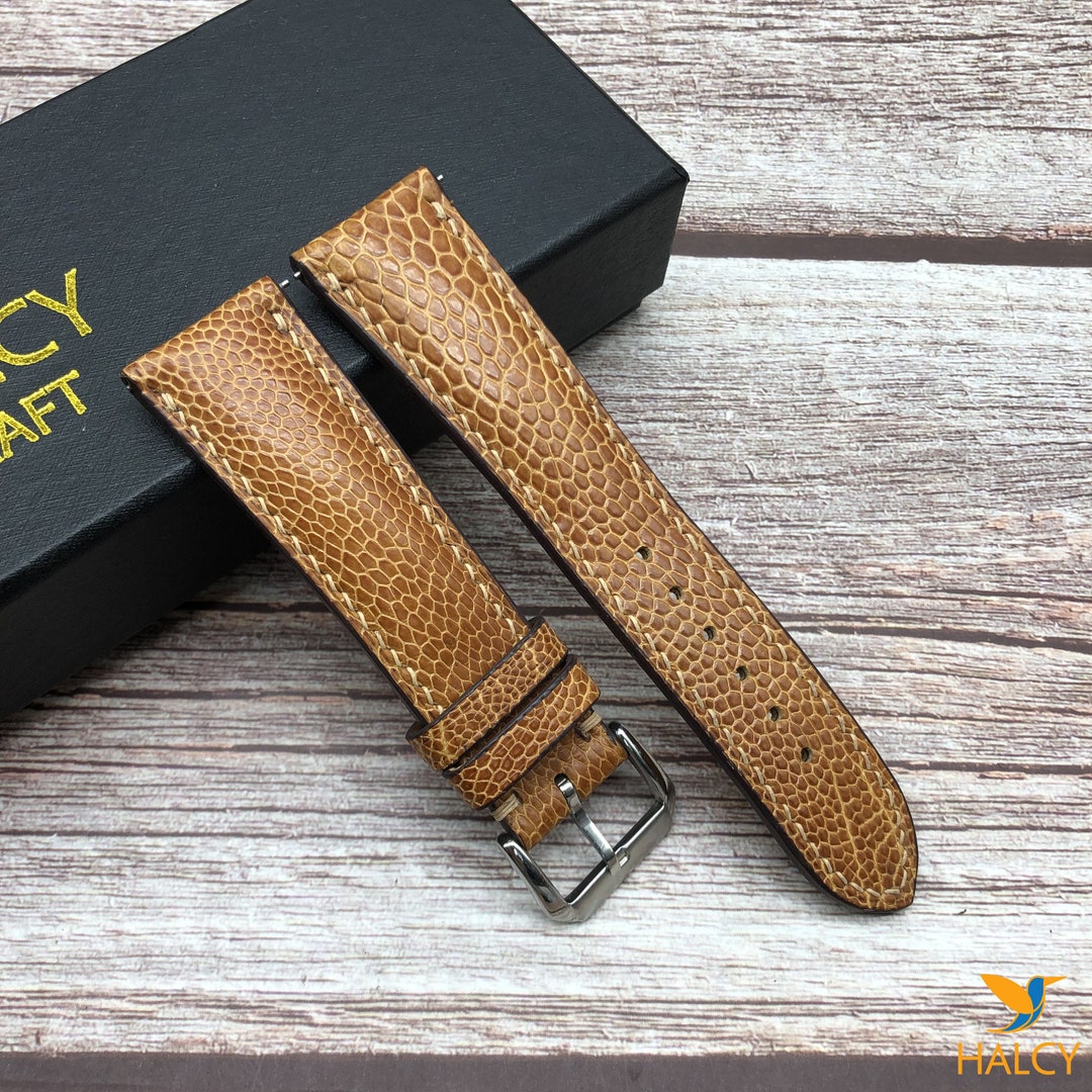 Ostrich Leg Leather Watch Strap, Choice of Width, Choice Color Buckle ...