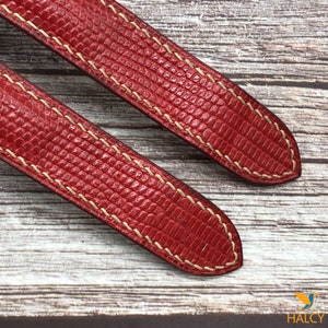 Red Java Lizard Skin Watch Strap, Used With Deployment Clasp, With ...