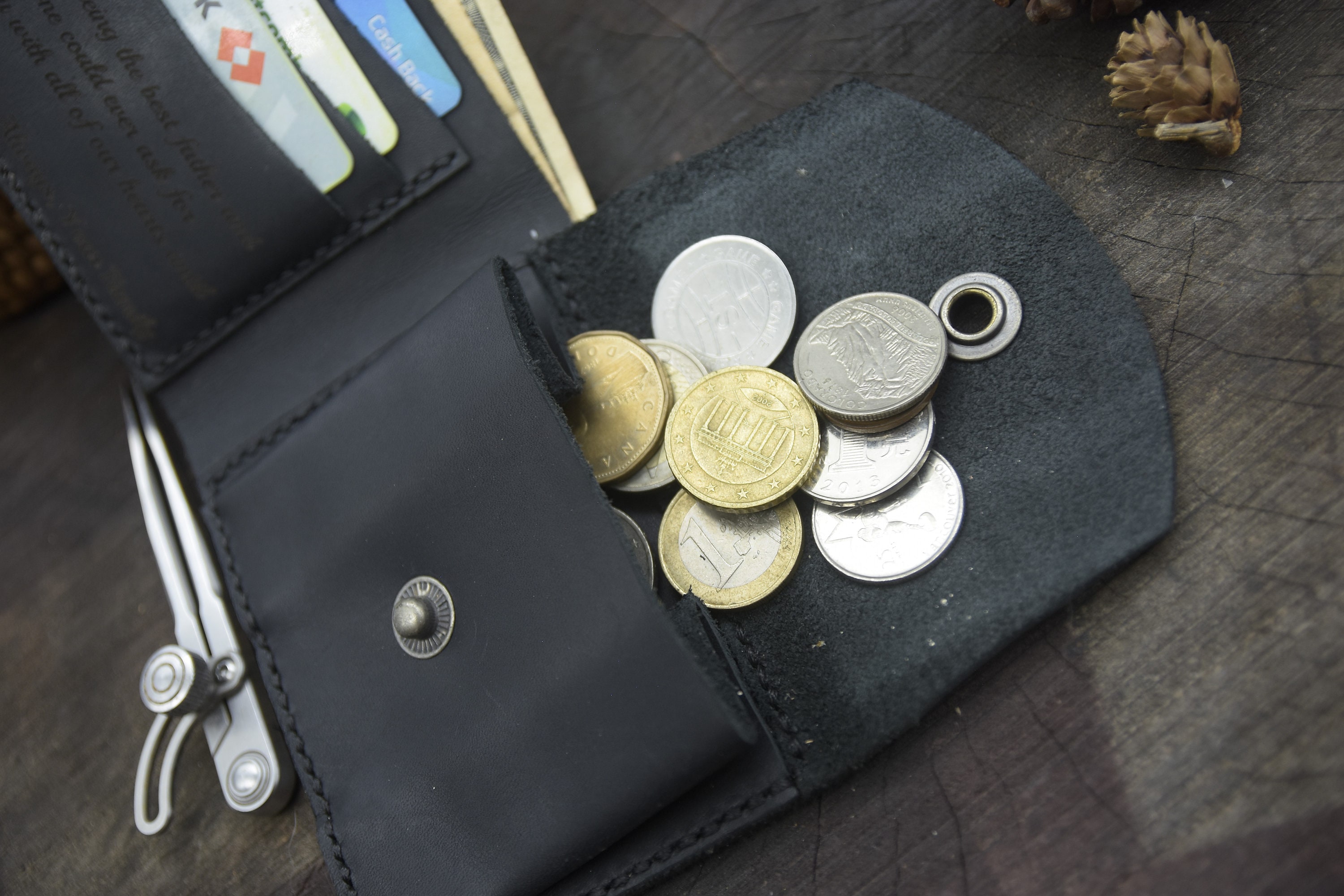 Mens Wallet With Coin Pocket Mens Coin Wallet Personalized | Etsy