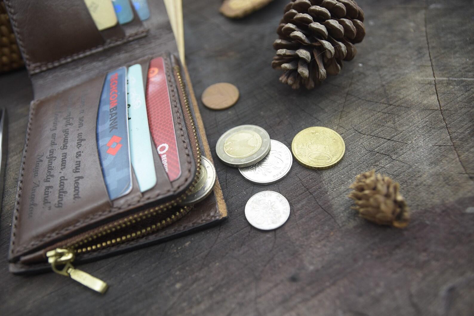 Wallet With Coin Pocket, Zipper Men’s Coin Wallet, Personalized Leather ...