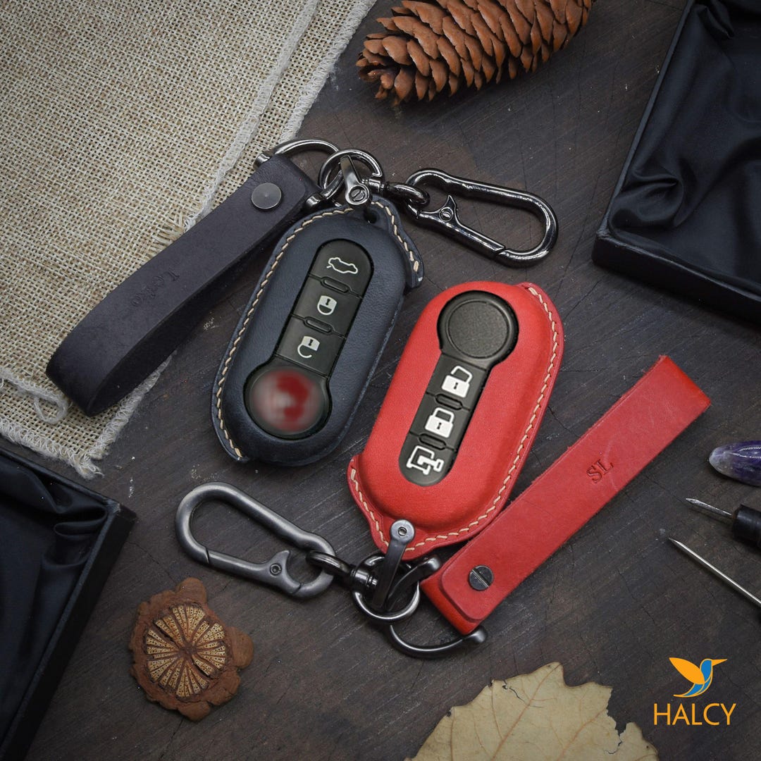 Leather Key Case for 2020-2025 500e Hatchback, 500X SUV - Custom Fob ...