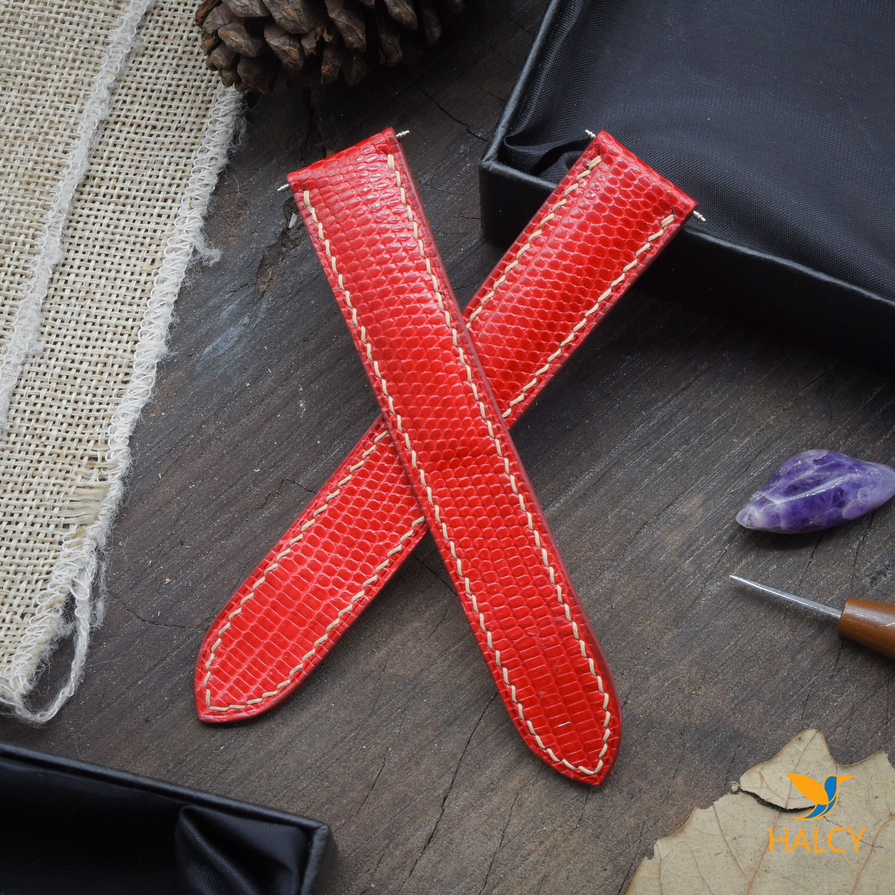 Red Java Lizard Skin Watch Strap Used With Deployment Clasp - Etsy