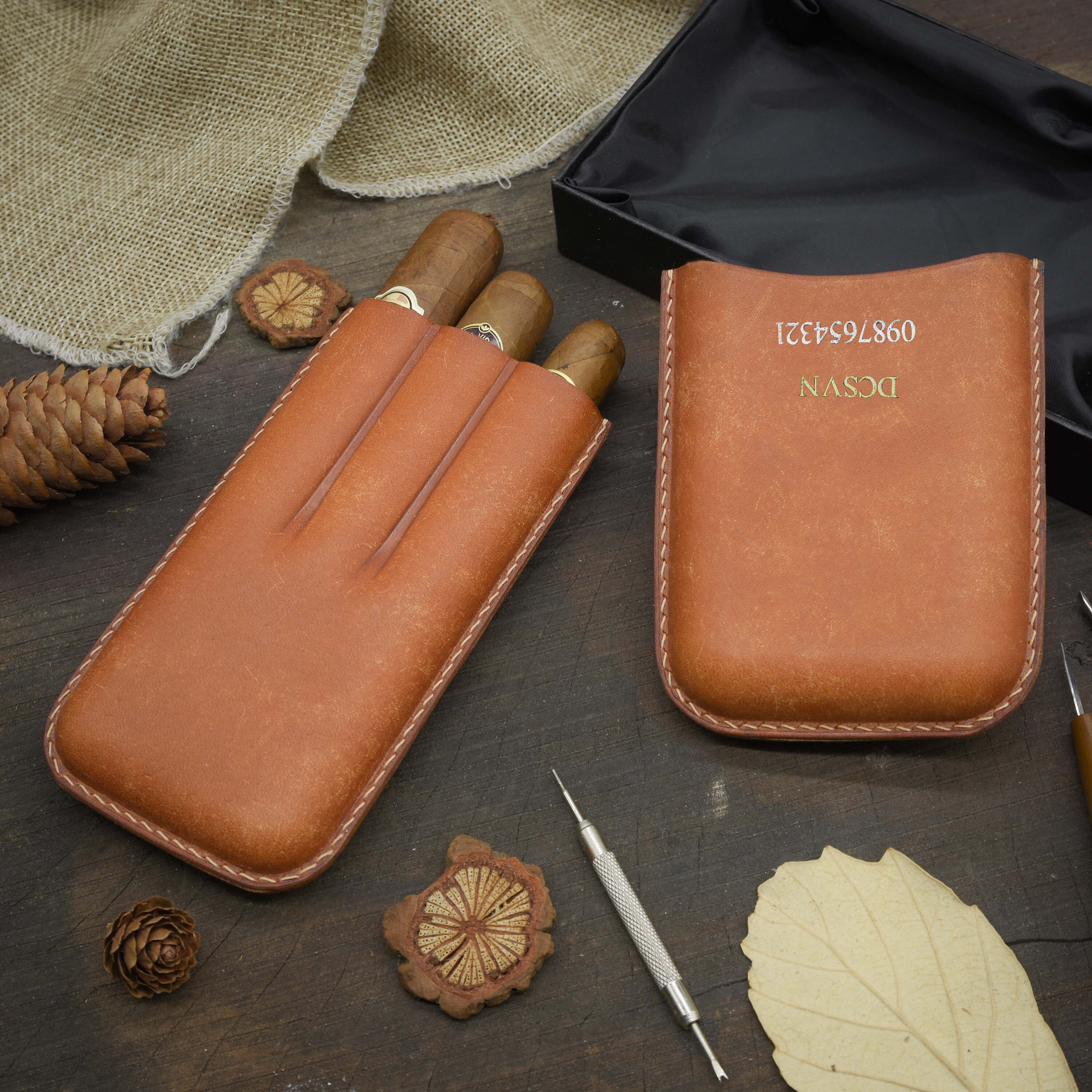Personalized Leather Cigar Case, Luxury Cigar Case, Custom Cigar Cover ...