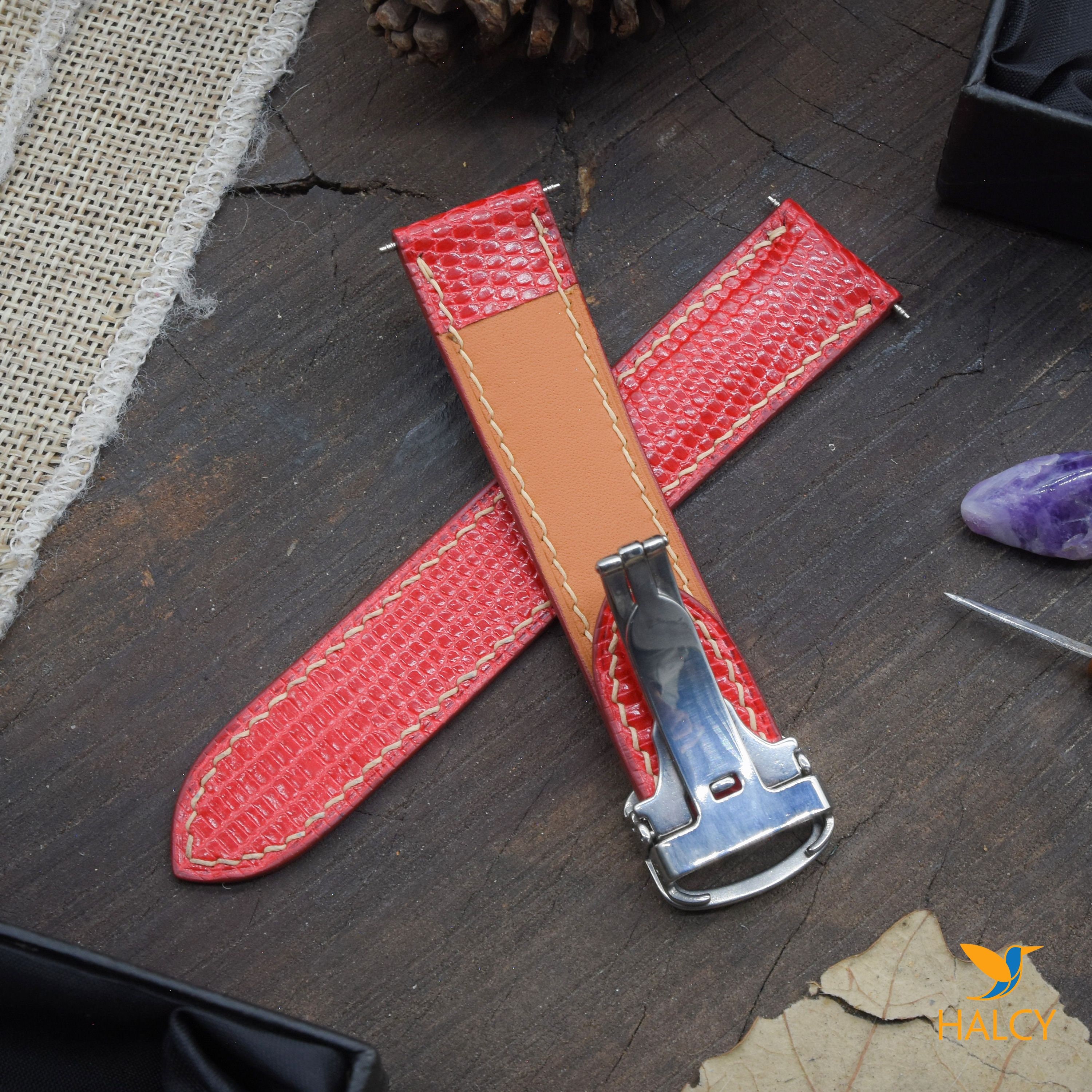 Red Java Lizard Skin Watch Strap Used With Deployment Clasp - Etsy