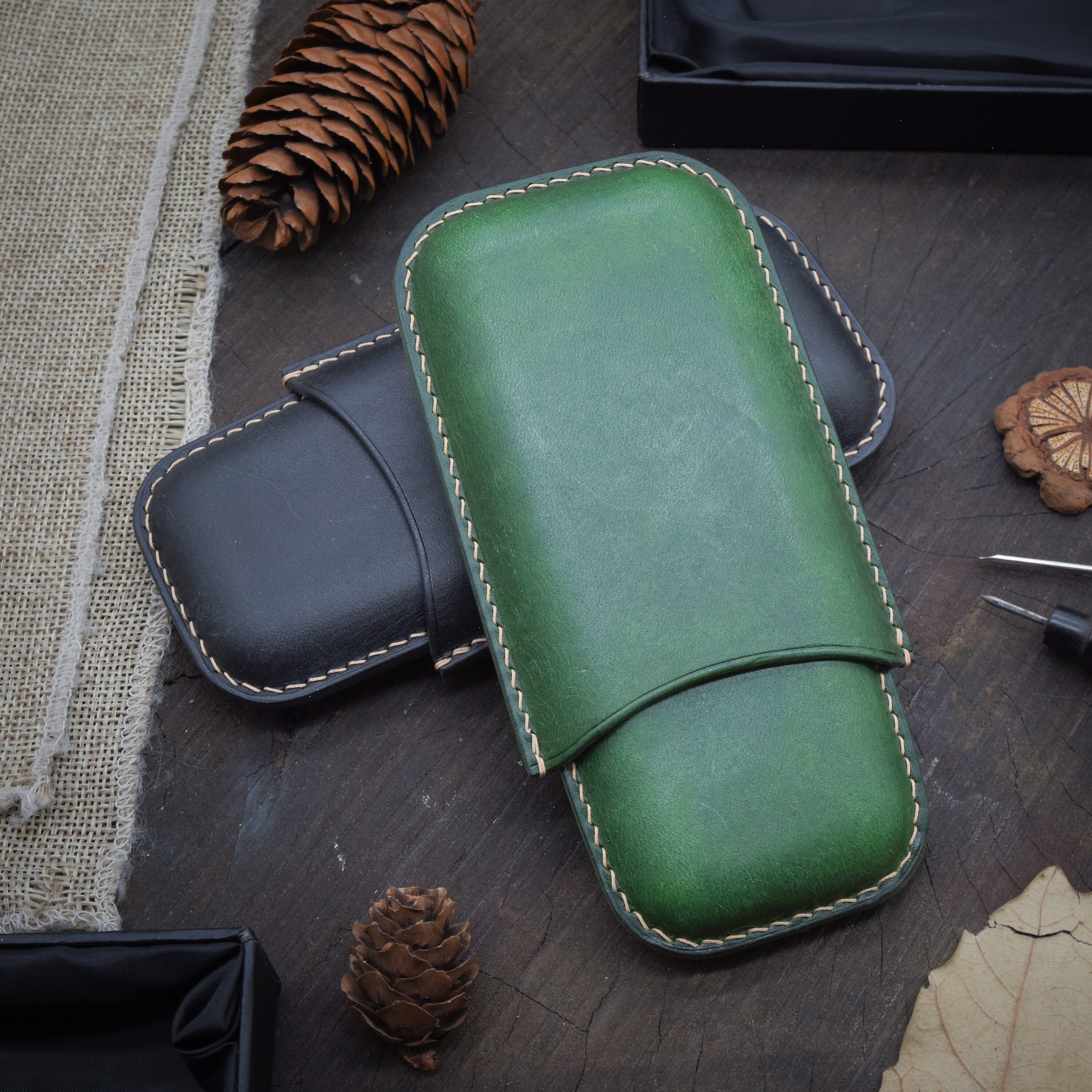 Personalized Leather Double Cigar Case, Luxury Cigar Case, Custom Cigar ...