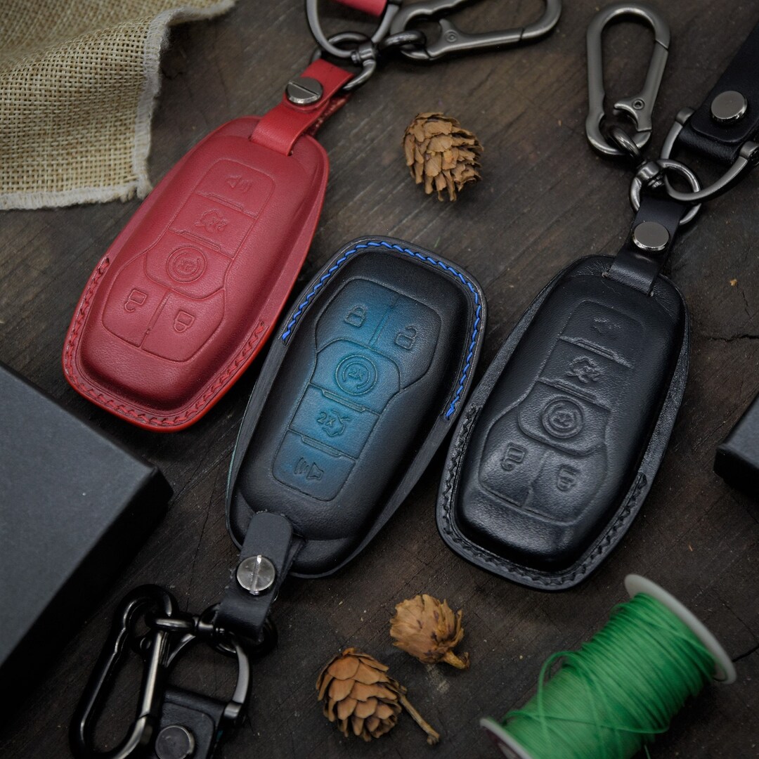 Leather Key Fob Cover Case for F-15O Fusion Mustangs Explorer Edge MKZZ ...