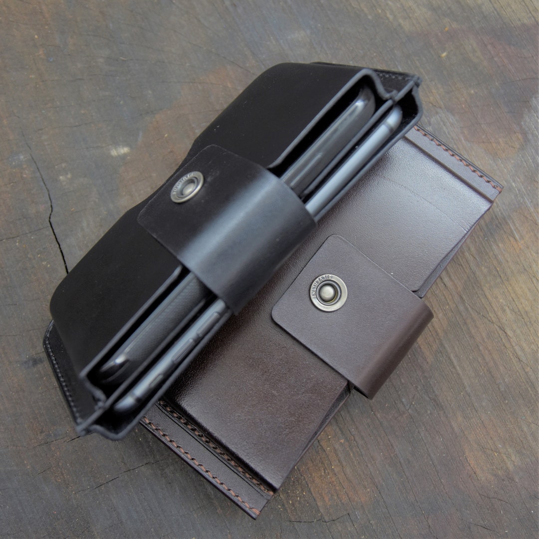 Leather Two Phone Case With Belt Loop, Leather Dual Phone Case, Leather ...