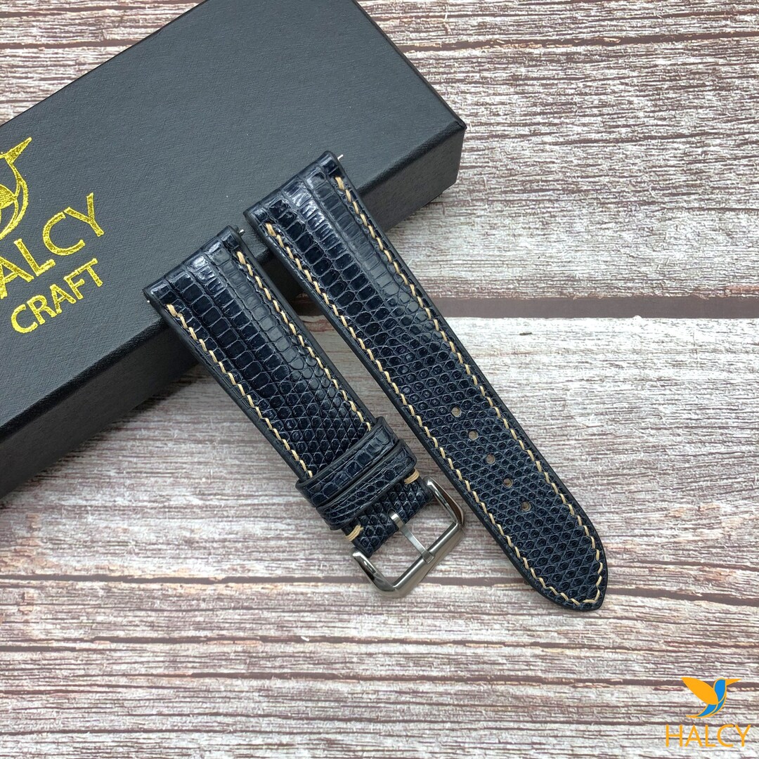 Very Dark Blue Java Lizard Skin Watch Strap, Choice of Width, Choice ...