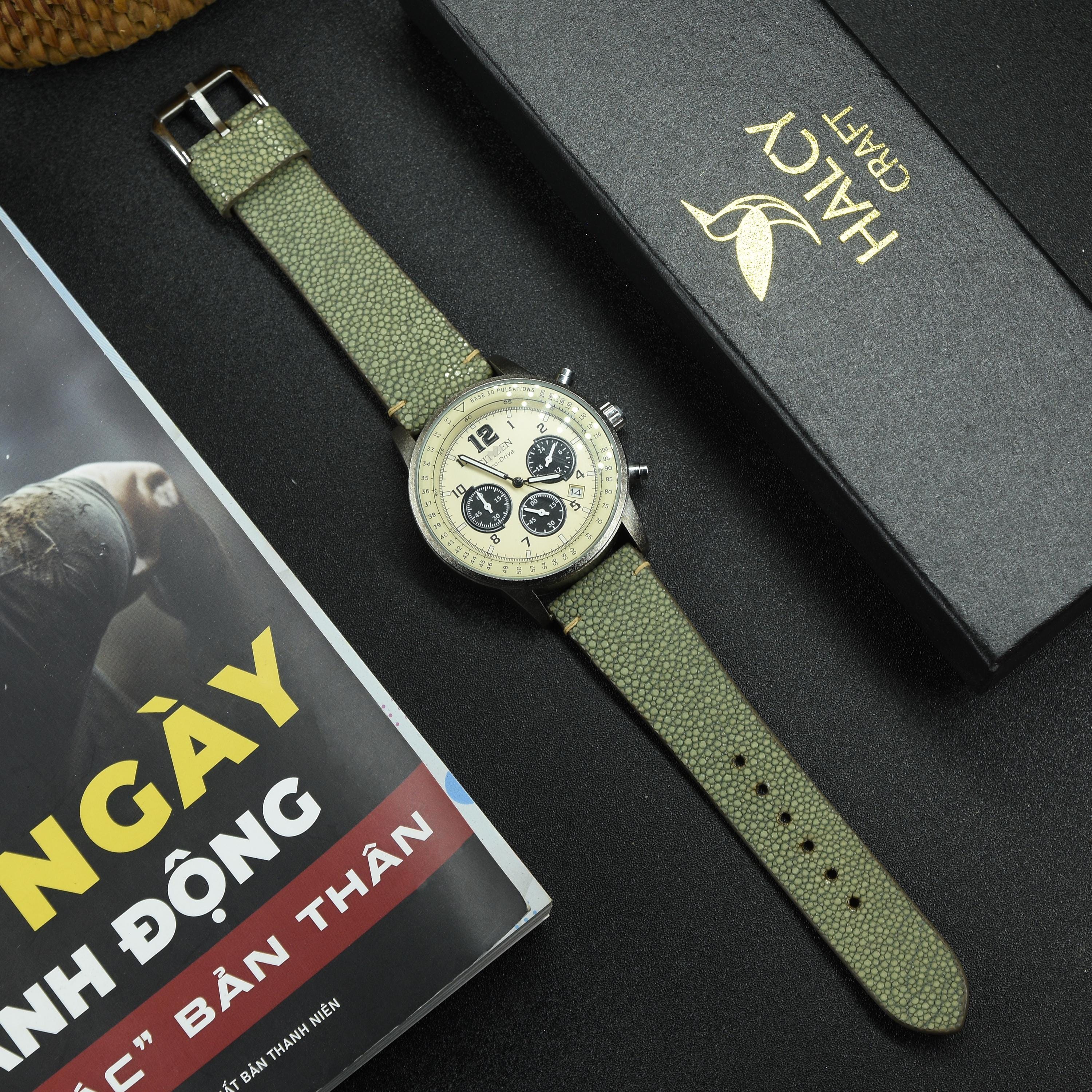 Light Olive Stingray Skin Watch Bands, Watch Strap, Choice of Width ...