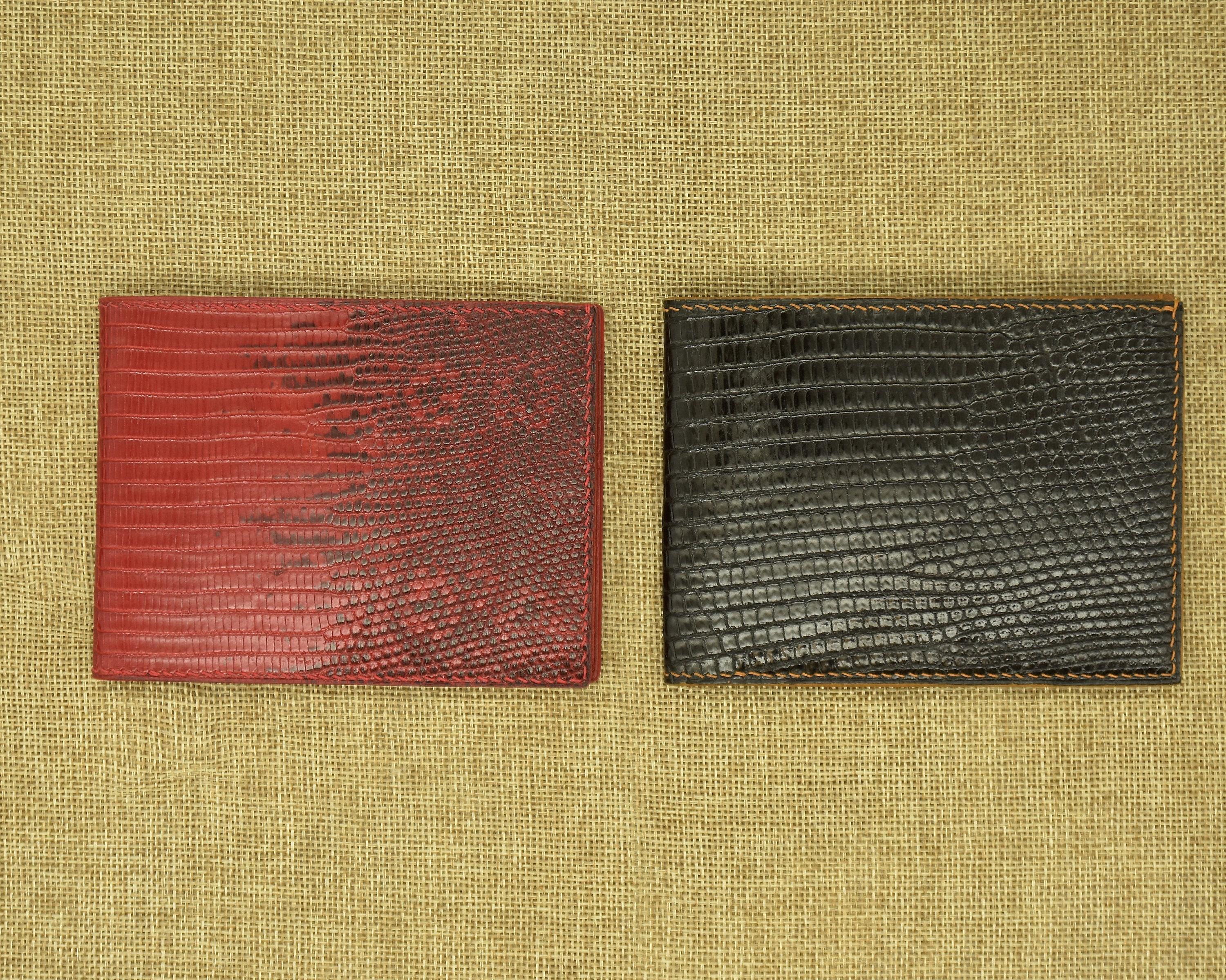 Lizard Leather wallet mens bifold With ID Card Boyfriend | Etsy