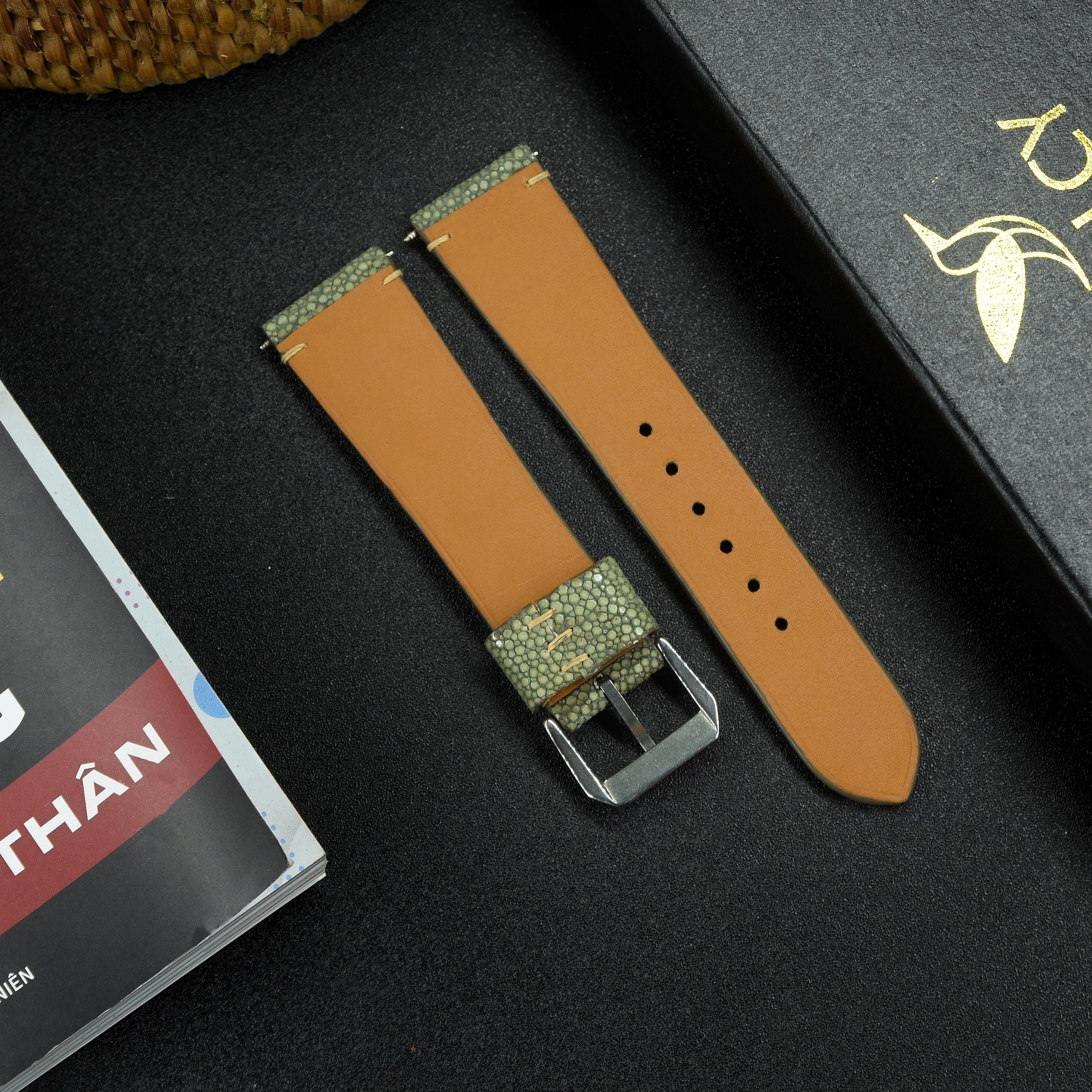 Light Olive Stingray Skin Watch Bands, Watch Strap, Choice of Width ...