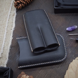 Personalized Leather Double Cigar Case, Luxury Cigar Case, Custom Cigar ...