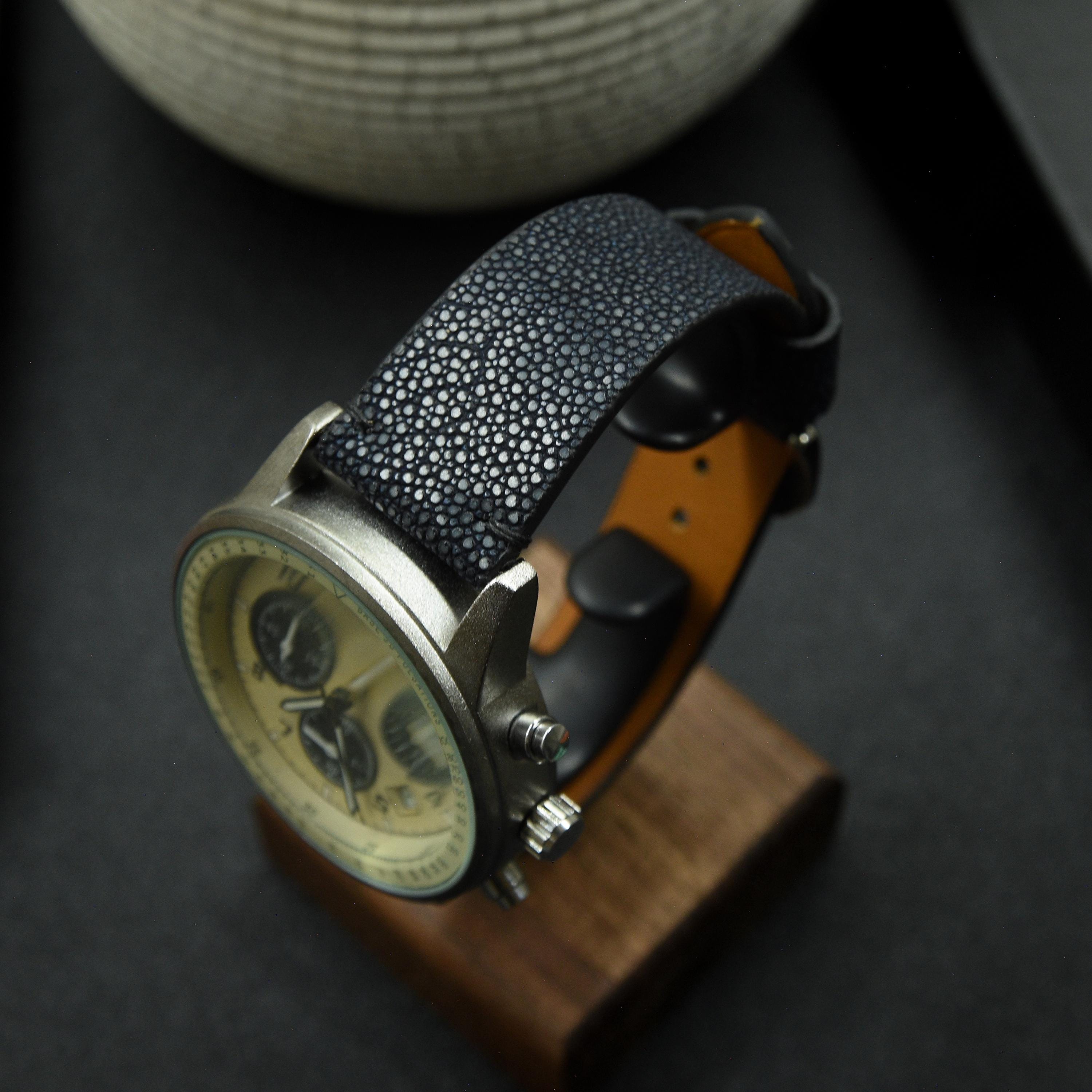 Dark Blue Stingray Skin Watch Bands, Watch Strap, Choice of Width ...