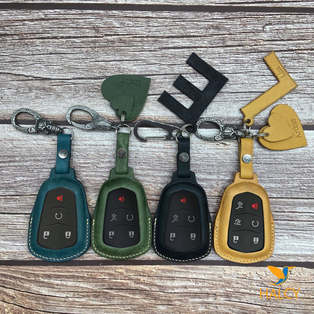 Leather Key Fob Cover for Escalad, ATS, XT, Etc. Personalized Smart Key ...