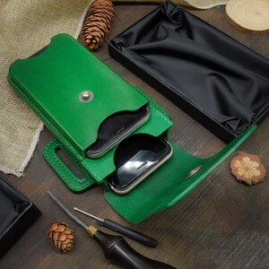 Leather Dual Phone Case, Leather Double Phone Case, Case Holds Two ...