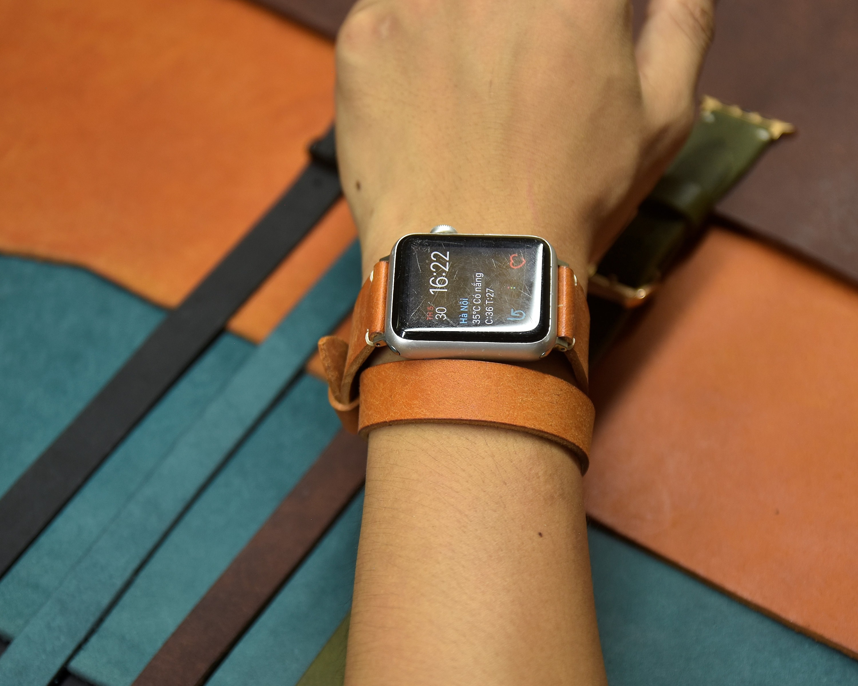 Leather Double Wrap Watch Band Fit for Apple Watch Ultra, SE Leather Double Wrap Watch Band Fit for Apple Watch Ultra, SE