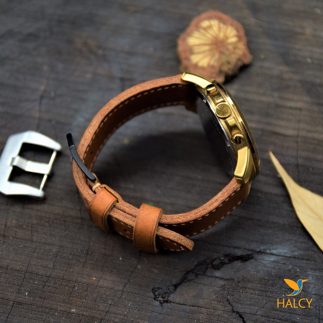 Custom Handmade Leather Watch Strap, Thick Full-grain Double-fold ...