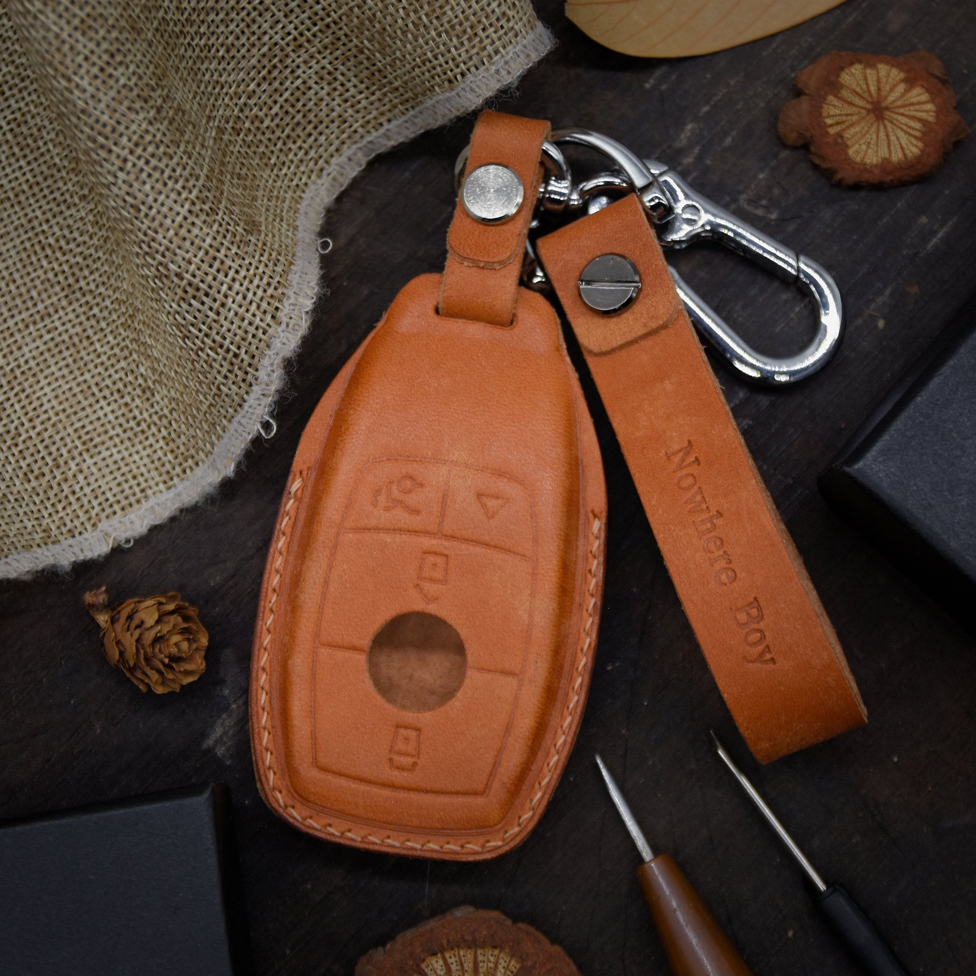 Leather Smart Key Fob Case With Leather Key Strap Fit for - Etsy Australia