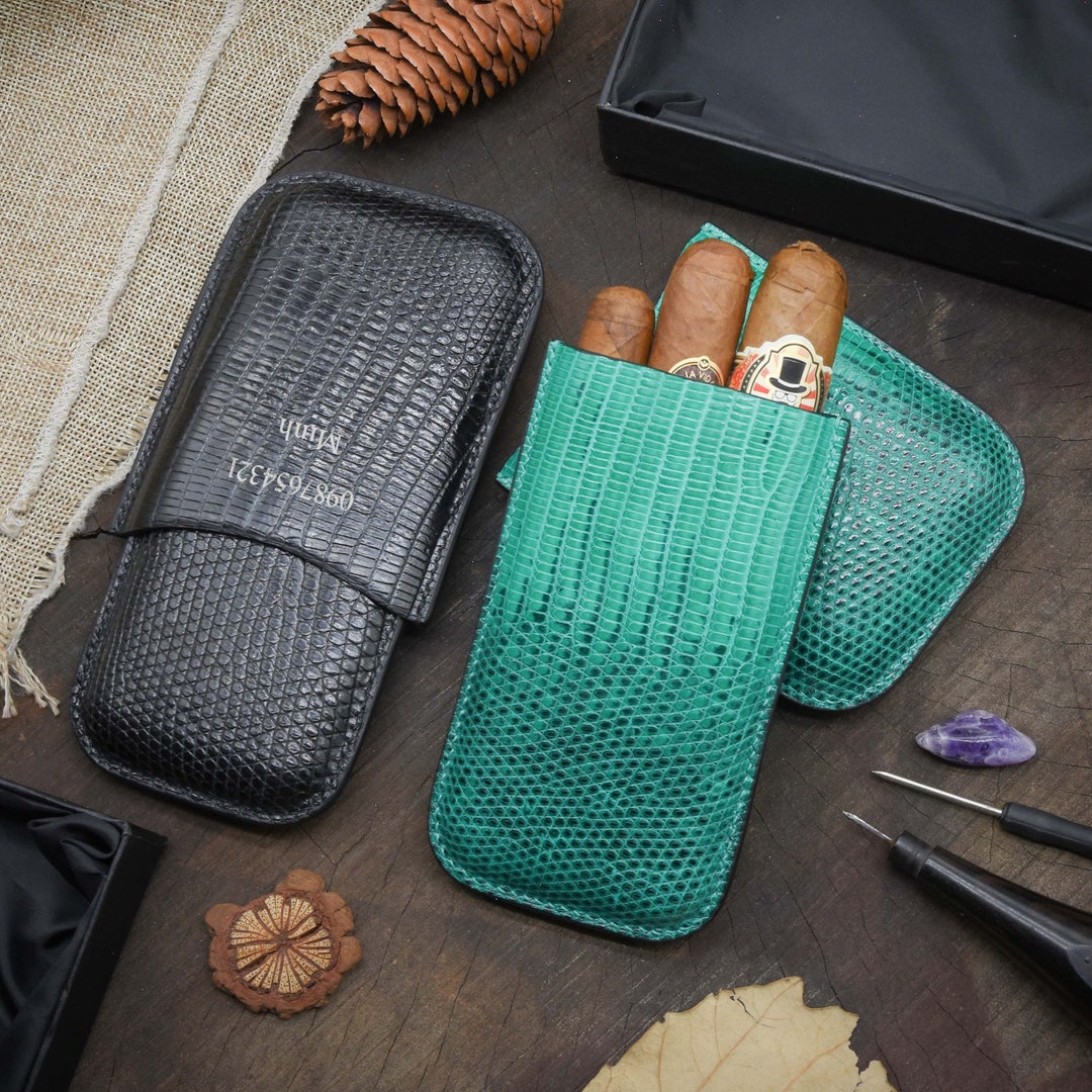 Personalized Lizard Leather Cigar Case, Luxury Cigar Case, Custom Cigar ...