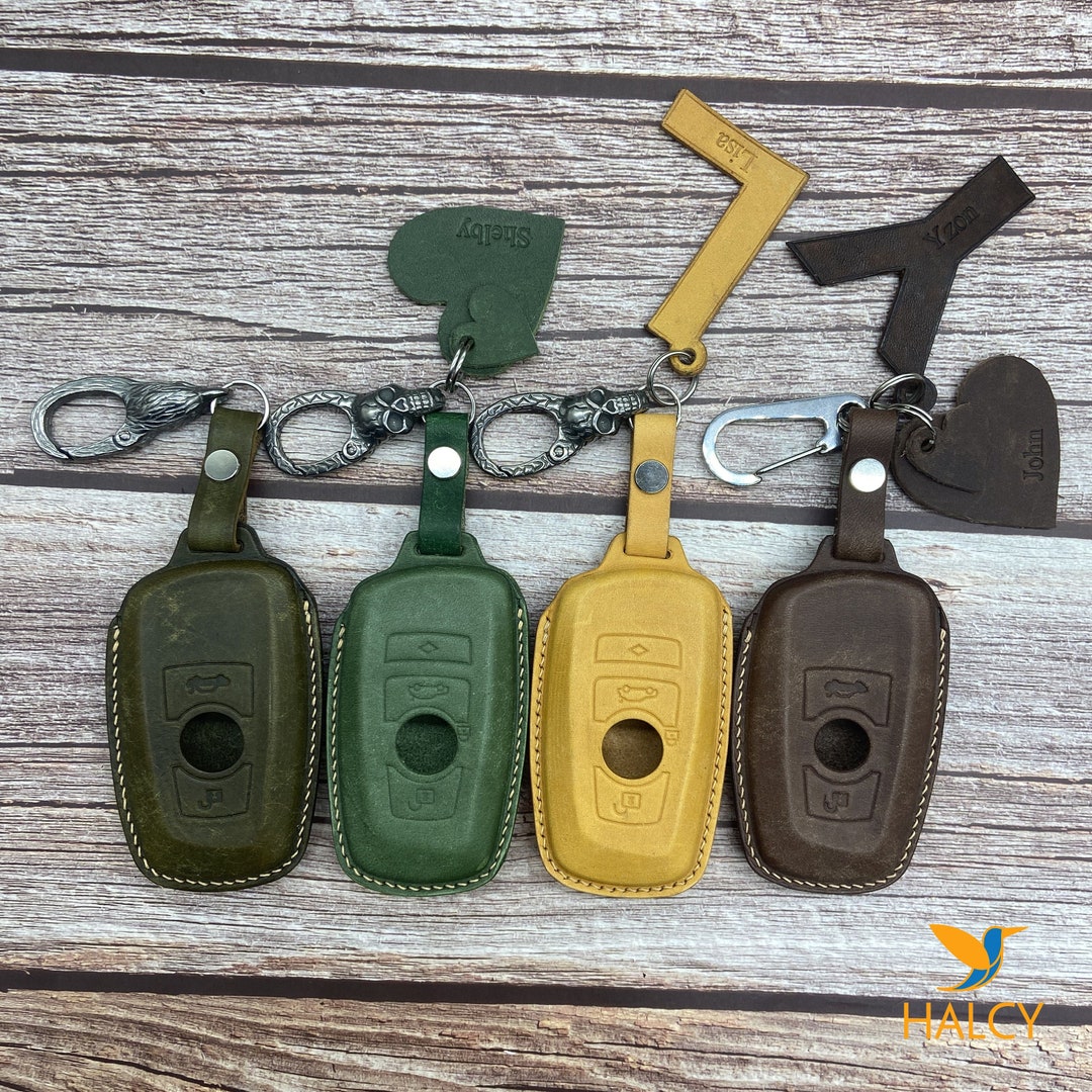 Leather Key Fob Cover Fit for 2 3 4 5 6 7 Series X3 X4 Key, Ect, Car ...
