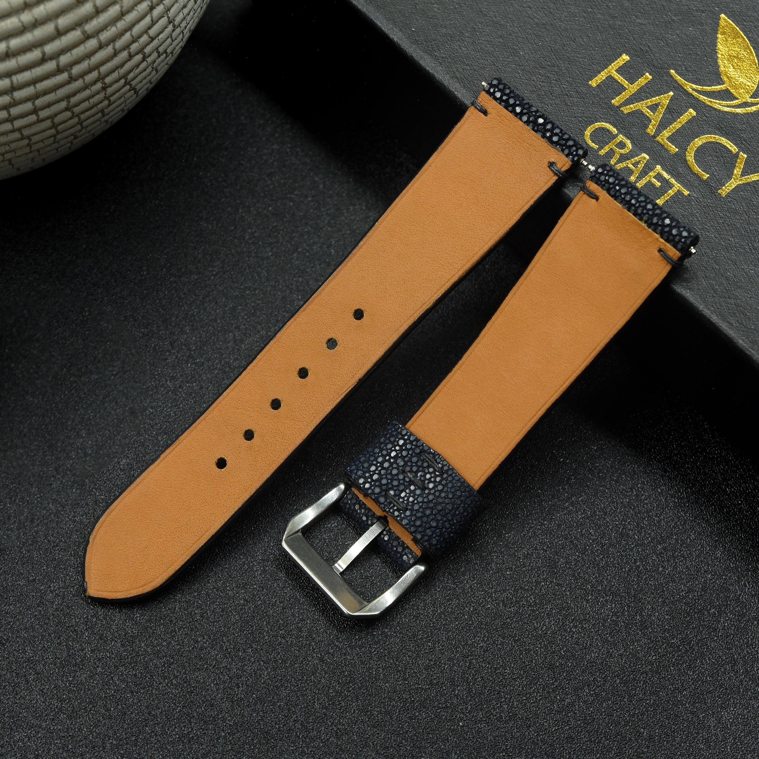 Dark Blue Stingray Skin Watch Bands, Watch Strap, Choice of Width ...