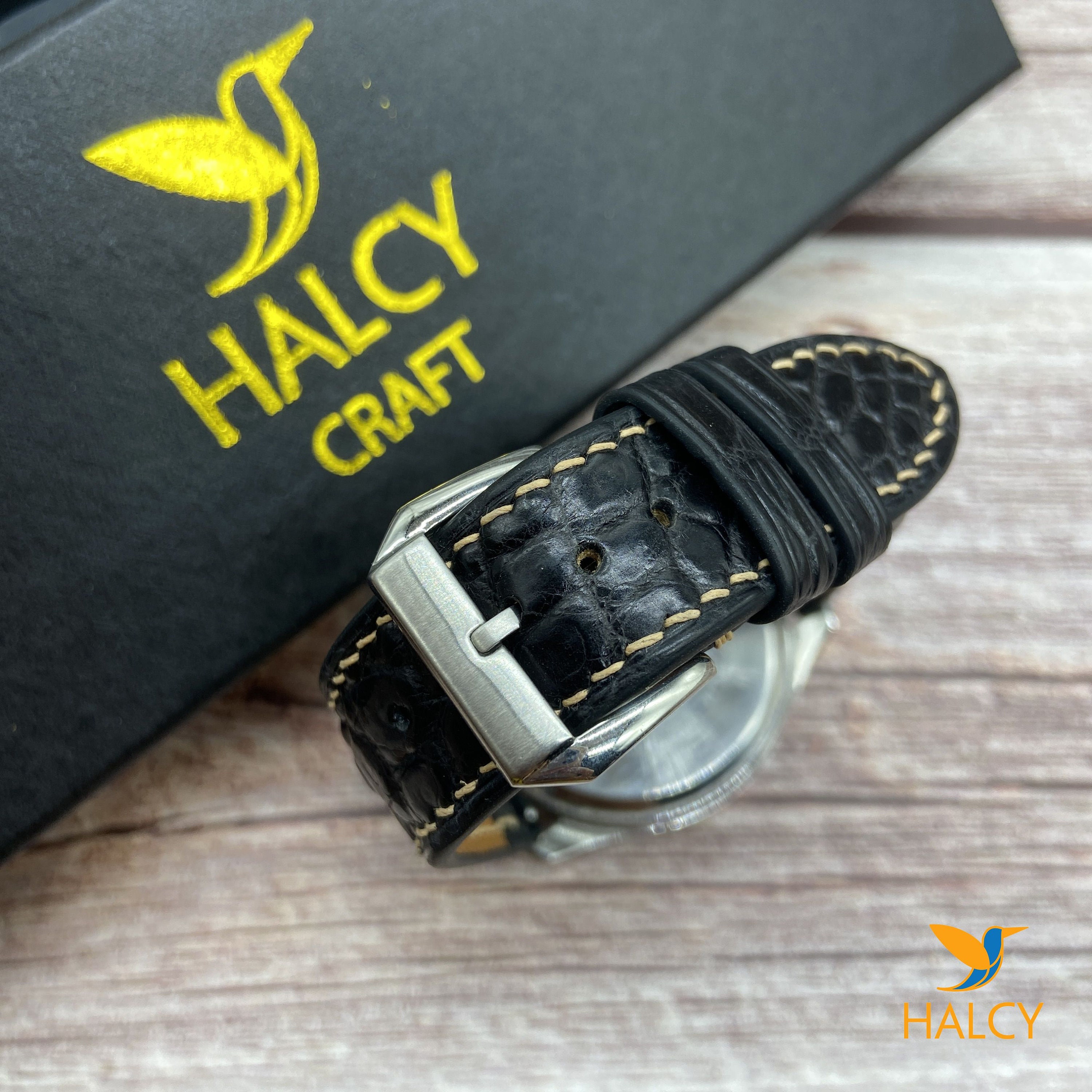 Black Alligator Leather Watch Strap, Choice of Width, Choice Color ...